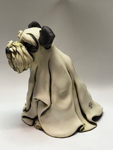 Artist Neil Eyre Designs Halloween Ghost Schnauzer Salt & Pepper Dog ...