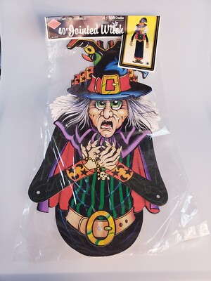 Vintage Halloween Beistle 40” Jointed Witch Die Cut in NEW OLD STOCK ...