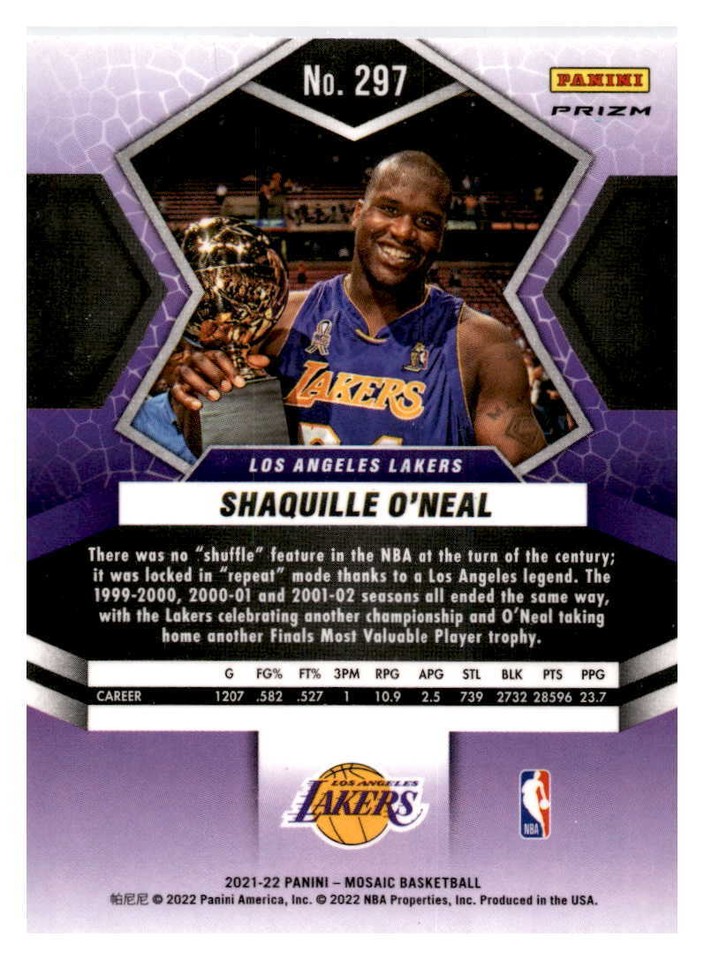 2021 Panini Mosaic Silver Shaquille O'Neal FMVP 297 | eBay