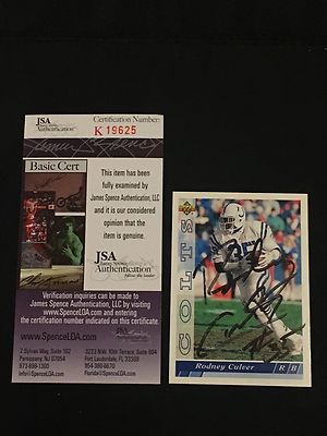 RODNEY CULVER 1993 UPPER DECK SIGNED AUTOGRAPHED CARD #527 COLTS JSA ...