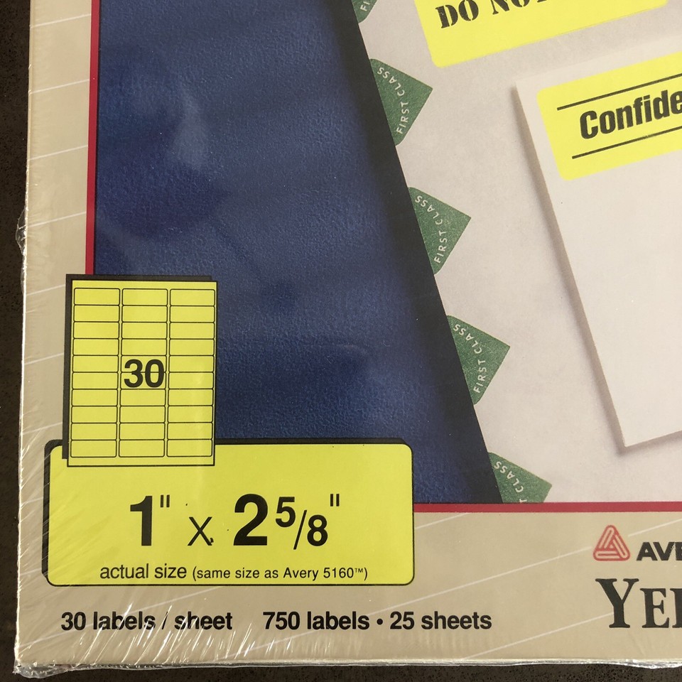 Avery Colors Fluorescent Laser Labels 1 x 2-5/8 Neon Yellow 750/Pack ...