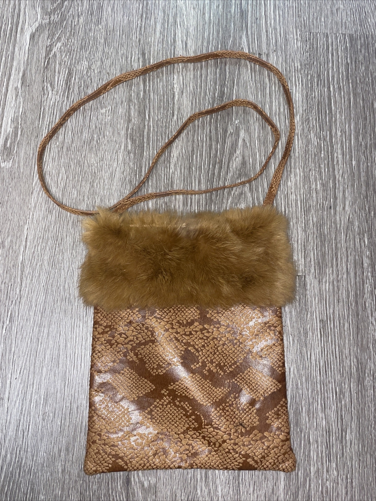 VICTORIA'S SECRET Crossbody Snake Skin Print Fur Bord… - Gem