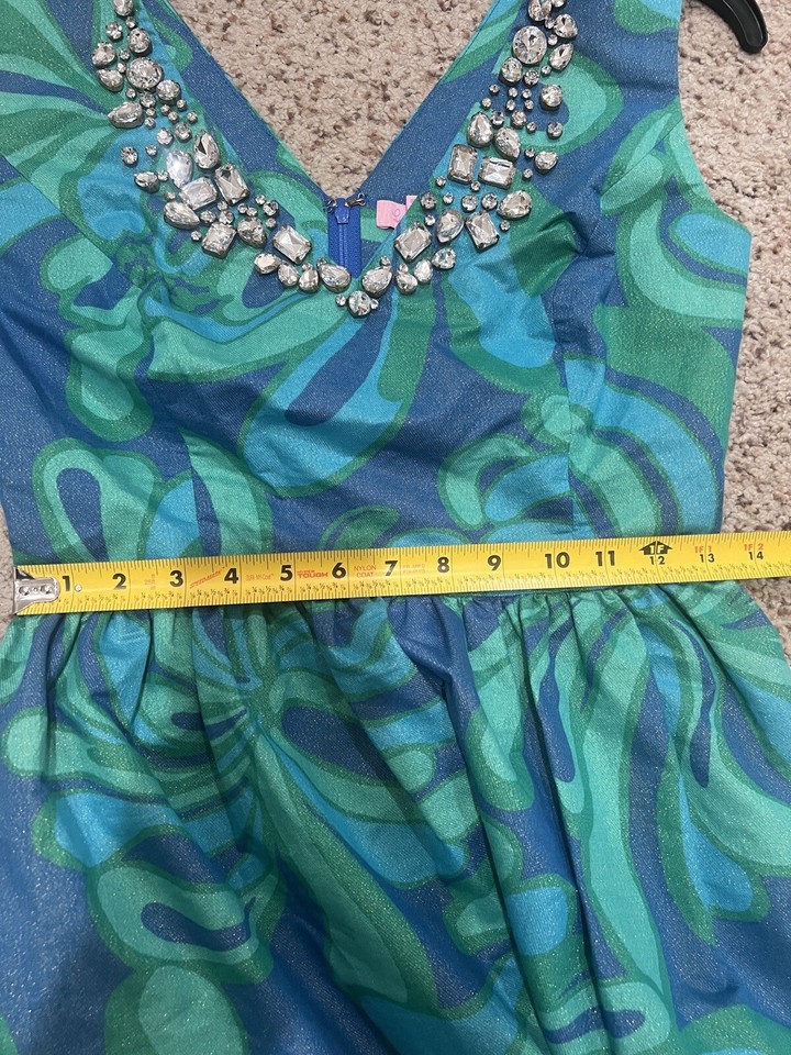 RARE Lilly Pulitzer Metallic Turquoise Teal Green Kaya Pattern ...