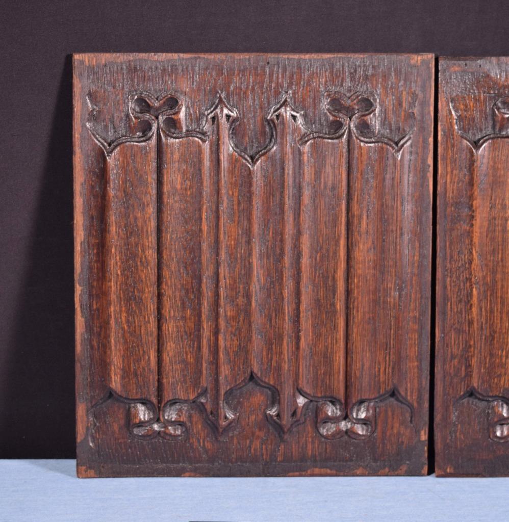 Pair of Gothic Linen Fold Carved Panels/Trim in Solid Oak Wood | eBay