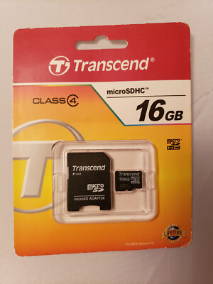 New. Unopened Transcend 16GB MicroSD HC Memory Card. Class 4 | eBay