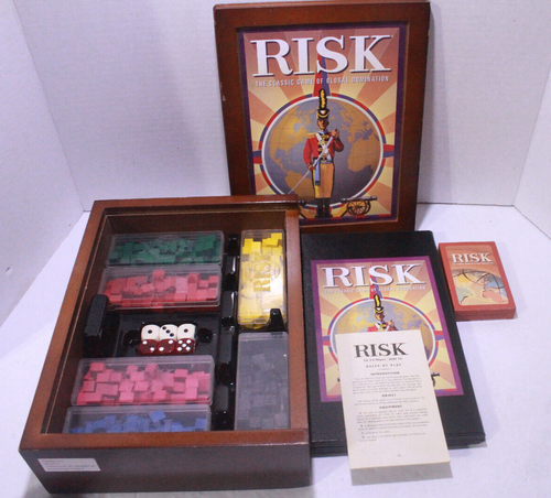 RISK Wooden Board Game Book Shelf Complete Box Set 2009 Hasbro | eBay