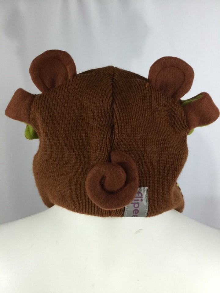 Flipeez Hat Monkey Children Kids Winter Cap Animal Shape Head Warmer ...