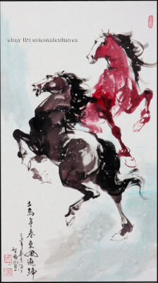 Chinese 100% real natural silk thread,su hand embroidery kits:horses 14 ...