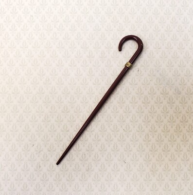 Dollhouse Walking Cane Metal Curved Handle Brown 3 3/8" 1:12 Scale ...
