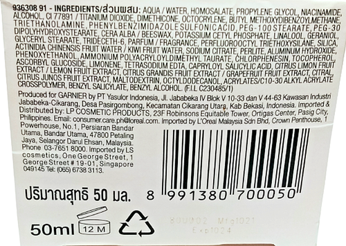 Vitamin C Serum Cream Garnier Bright Complete SPF 30 PA+++ 50ml Pure ...