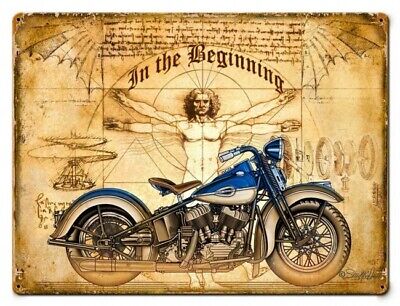 Biker Chopper Motorrad In the Beginning Devinci Harley Sign Blechschild ...