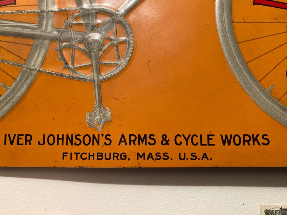 RARE 1890's Iver Johnson cycles Arms & Cycle Works Trust the truss sign ...