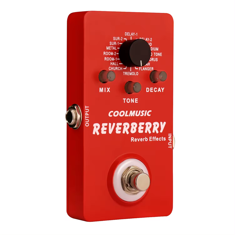 Coolmusic Reverberry Digital Reverb Guitar Pedal - 16 Reverb Modes - US ...