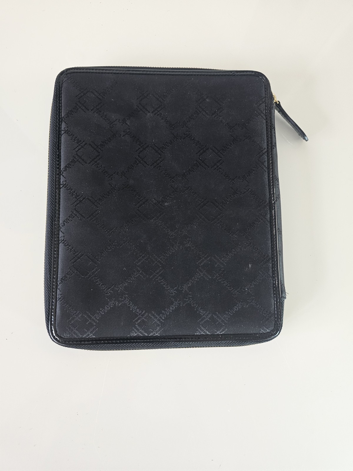 Harrods Black Zipper Make-Up Bag Case/Pouch with Gold Logo Plaque | eBay UK