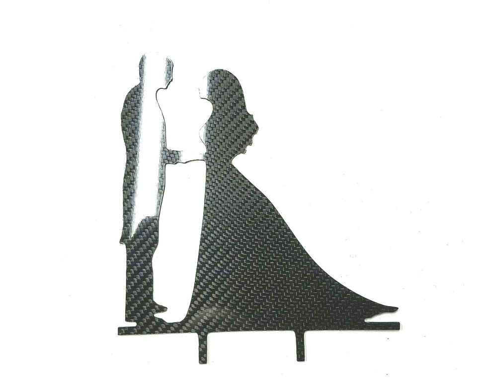 Bride and Groom Cake Topper, CNC'ed Wedding CARBON FIBER Cake Topper ...