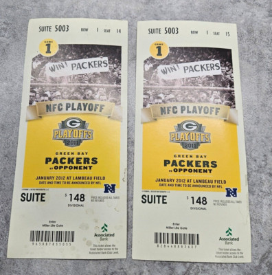 2- GREEN BAY PACKERS NFL PLAYOFF JANUARY 2012 FOOTBALL TICKET TICKETS ...