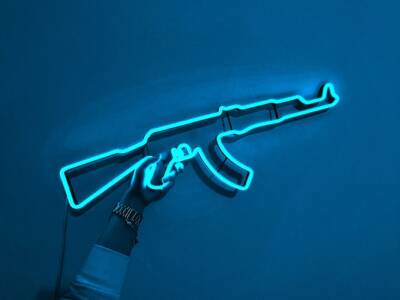 23" Gun Led Neon Signs AK 47 gift Pistol LED Neon Lights Gun Wall Art ...