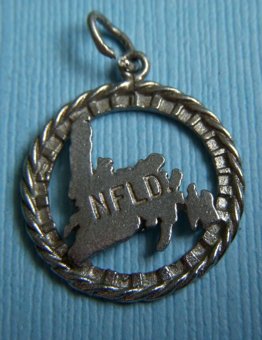 Vintage Newfoundland map Canada sterling charm - Gem