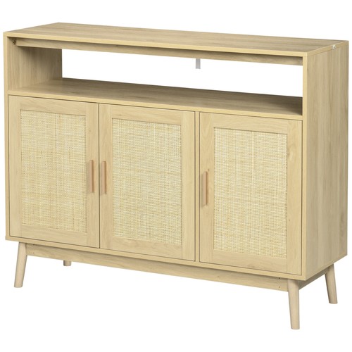 Kitchen Sideboard Boho Buffet Cabinet with 3 Rattan Doors and ...