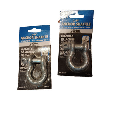 Two (2x) 3/8" Safety Anchor Shackle D Ring Rigging Clevis 1 ton, 2000 ...