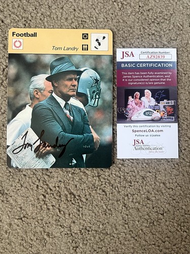Tom Landry JSA Rare 1979 Autograph Sportscaster Card Dallas Cowboys HOF ...