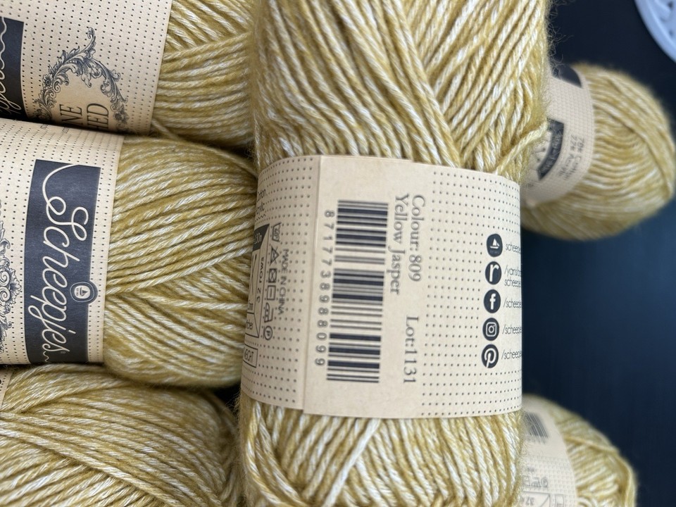 Scheepjes STONE WASHED Yarn Cotton Acrylic mix. 6 Skeins. Yellow Jasper ...