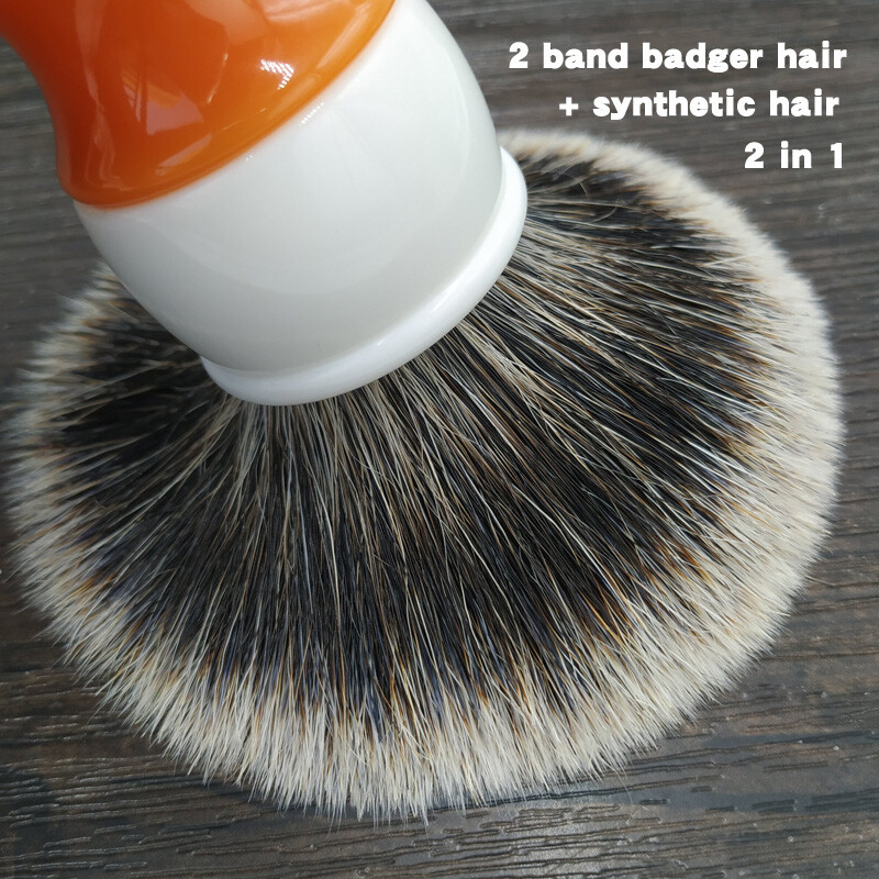 Dscosmetic two band badger hair mixed synthetic hair shaving brush ...