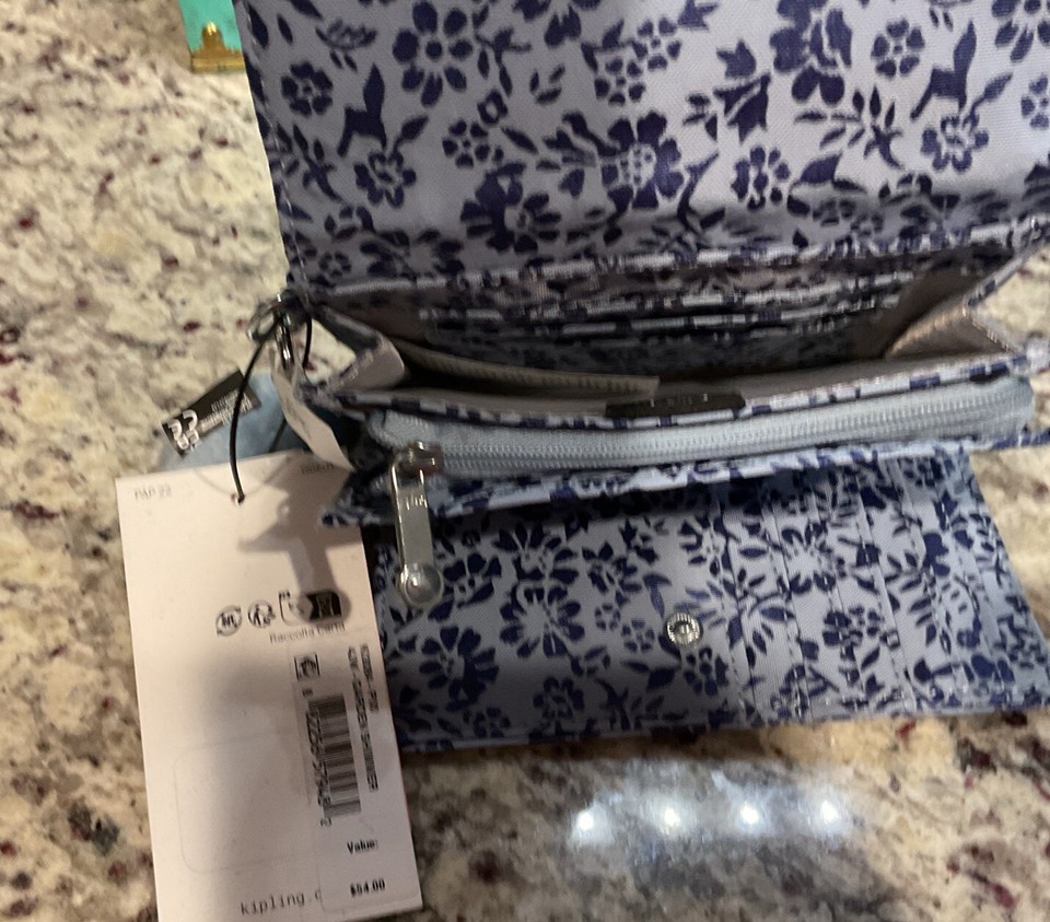 KIPLING PIXI Snap Medium Trifold Wallet Polyamide KI3084 Garden Shimmer ...