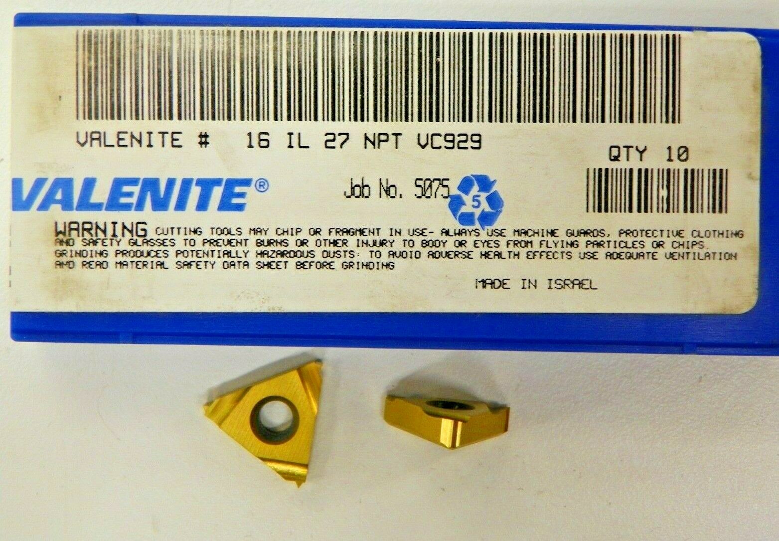 10 PIECES, VALENITE, 16IL 27NPT VC929 CARBIDE INSERTS H185 | eBay
