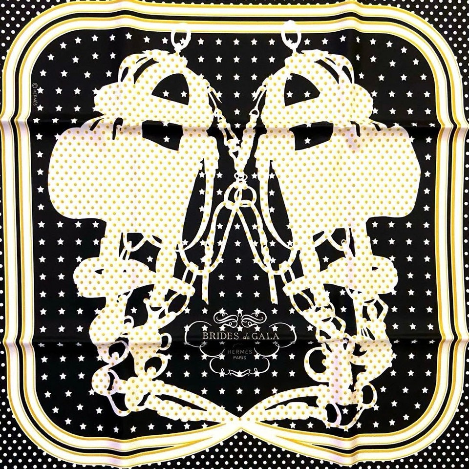 Hermès Carré 55 Scarf Brides de Gala Bandana and Star Pattern Gold ...