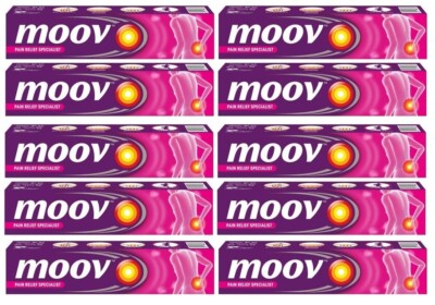 10 x 50g (Total 500g) MOOV Cream Ayurvedic Ointment Tube- Relieves ...