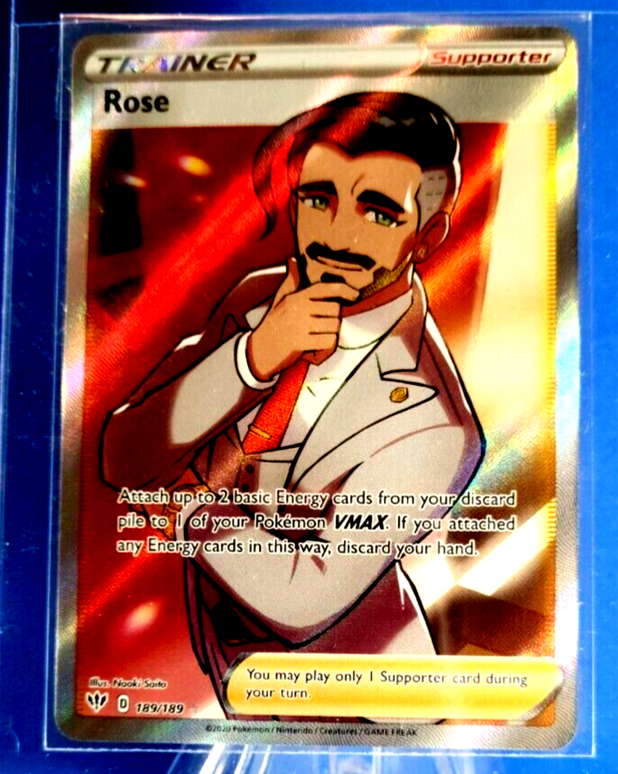 Rose 2020 *Full Art* Ultra Rare Pokemon Trainer Supporter Card No. 189/ ...
