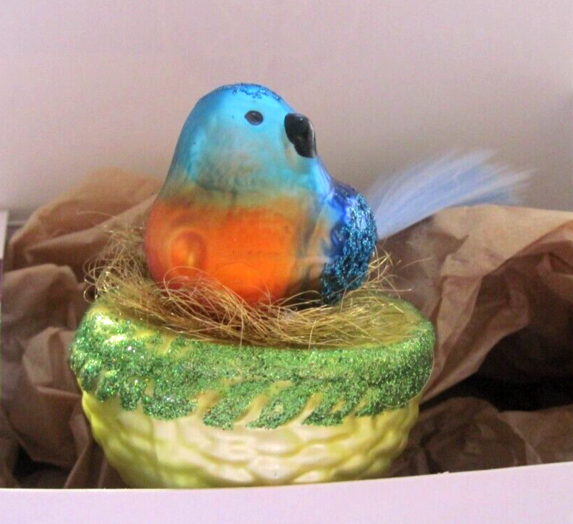 INGE GLAS CLIP ON BIRD ON NEST GERMAN GLASS ORNAMENT B NEW | eBay