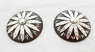 Daisy Iron Silver Overlay Conchos Screw Back Horse Tack Sizes Hansen ...