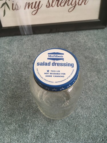 VINTAGE MRS FILBERTS SALAD DRESSING BLUE LID ON 1776 FIRST STARS AND ...