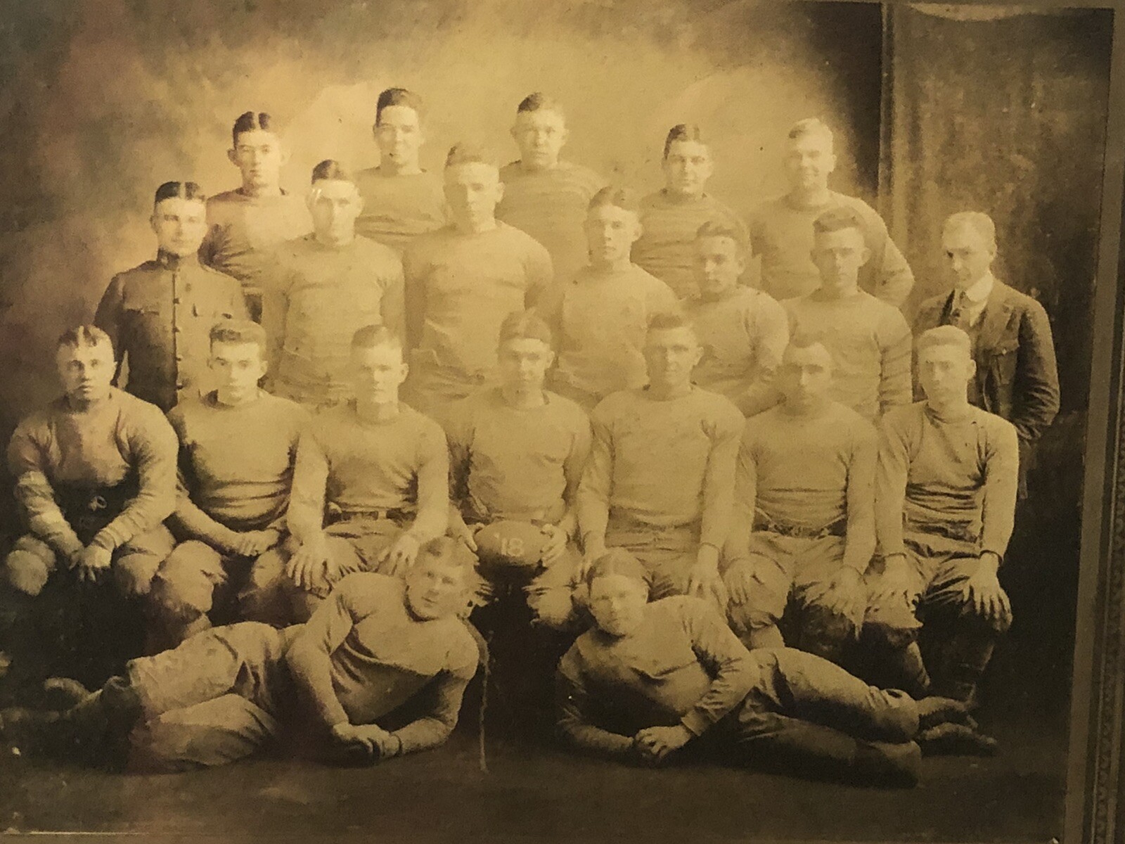 Antique Vtg 1918 Football Team Cabinet Photo Framed Football & Military ...