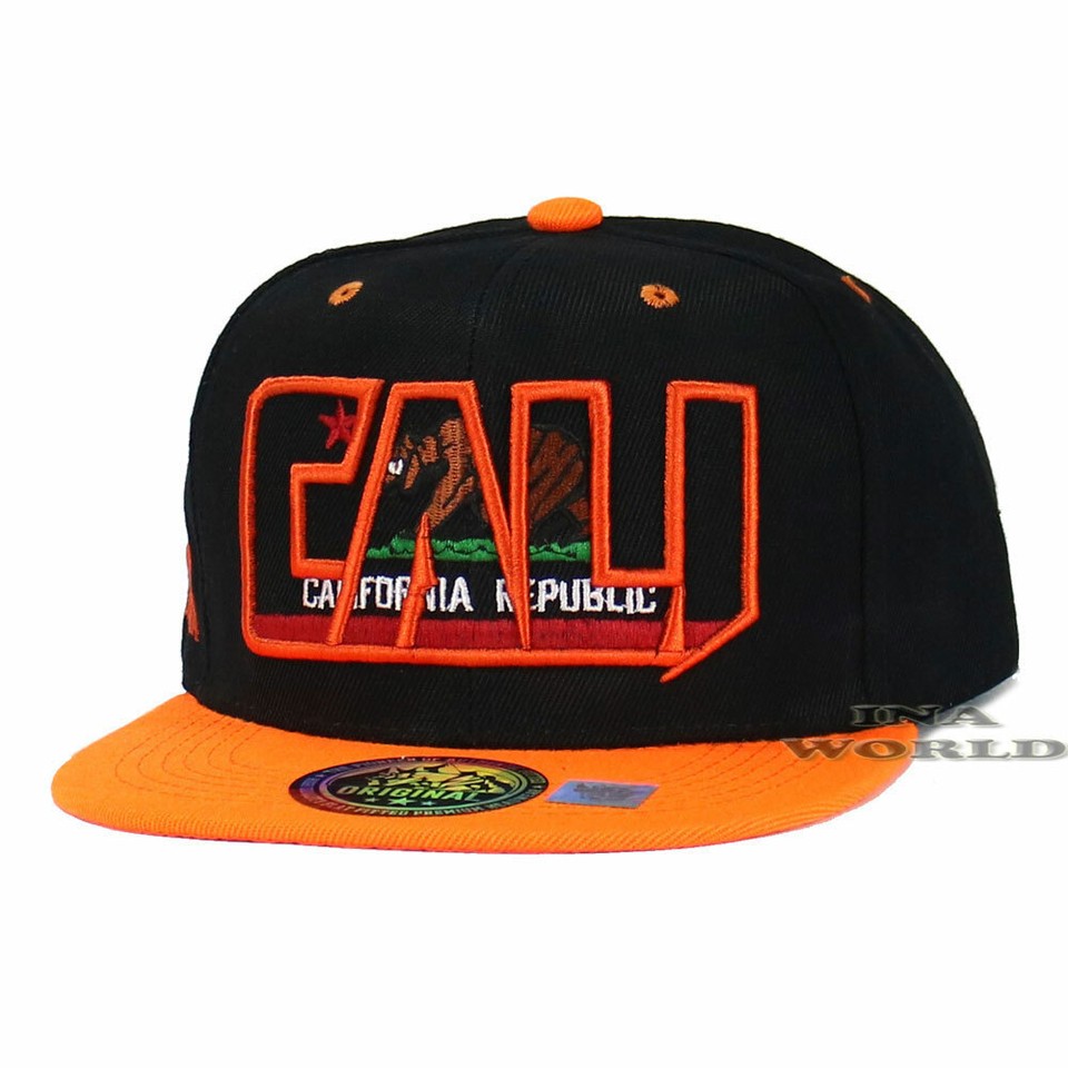 California Republic Hat Cap CALI Classic Bear Snapback Flat Bill ...