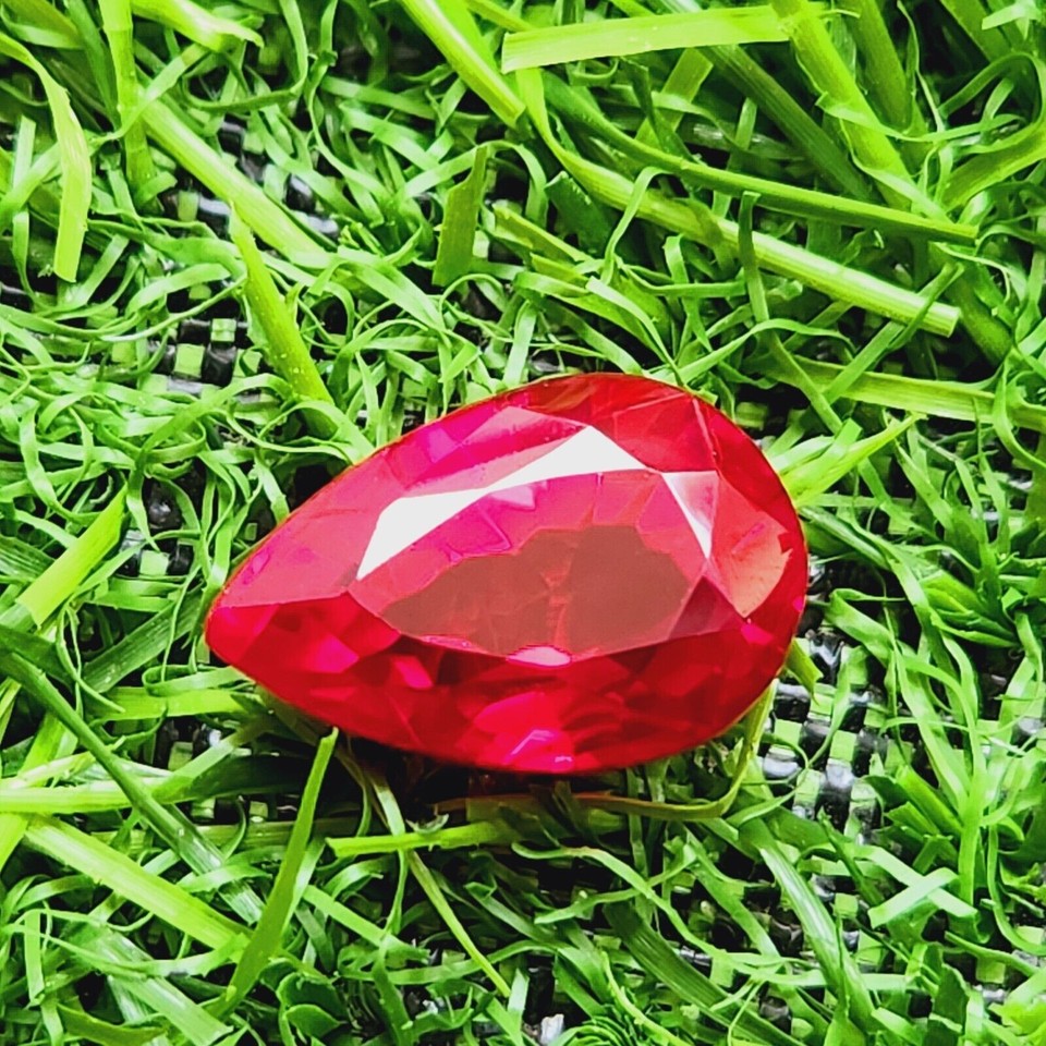 16.30 Ct Heated Ceylon Red Ruby Pear Cut Faceted Loose Gemstone G545 ...