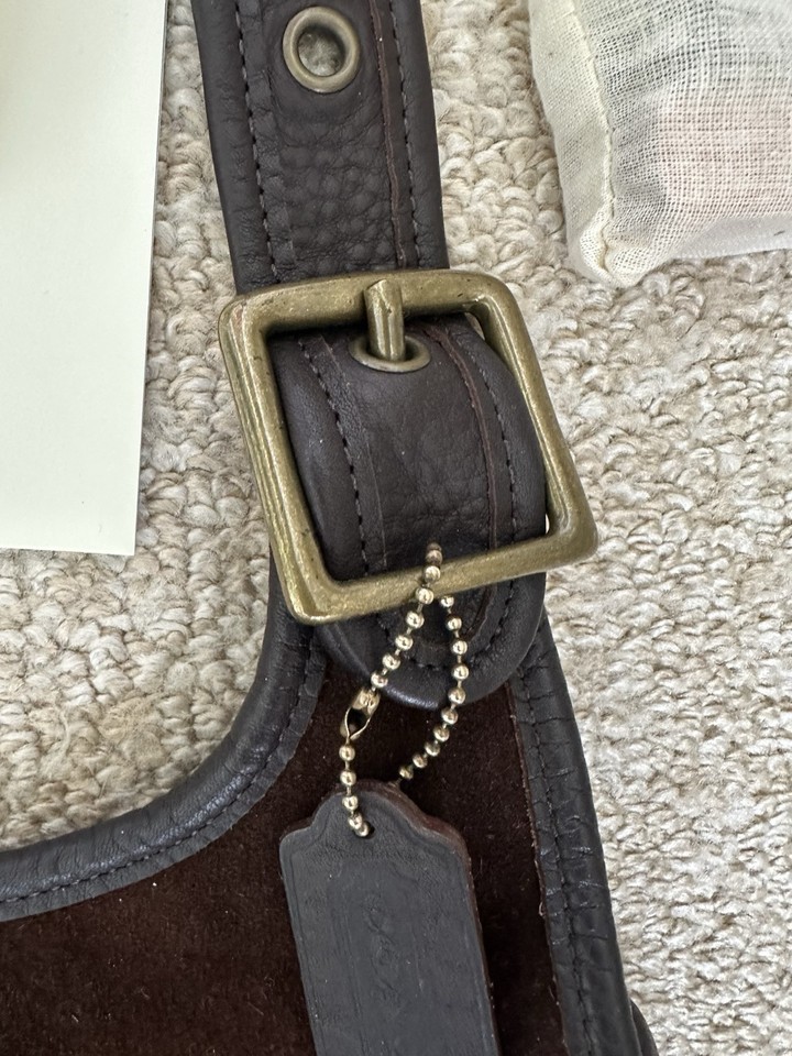 COACH VINTAGE BERKELEY 90'S MAHOGANY SUEDE & LEATHER SADDLE BAG 9014 ...