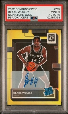2022 PANINI DONRUSS OPTIC SIG-GOLD #215 BLAKE WESLEY 4/10 PSA 9 AUTO 10 ...
