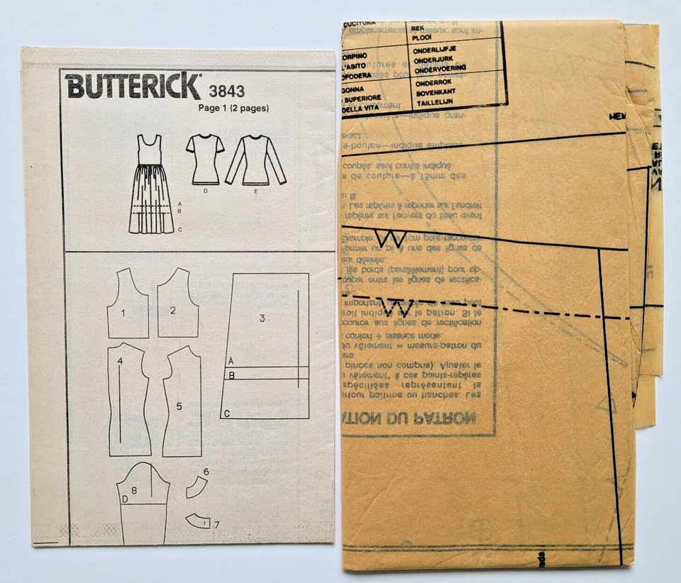 VTG 90s Butterick Sew Pattern 3845 Misses Jumper Dress & Knit Top L-XL ...