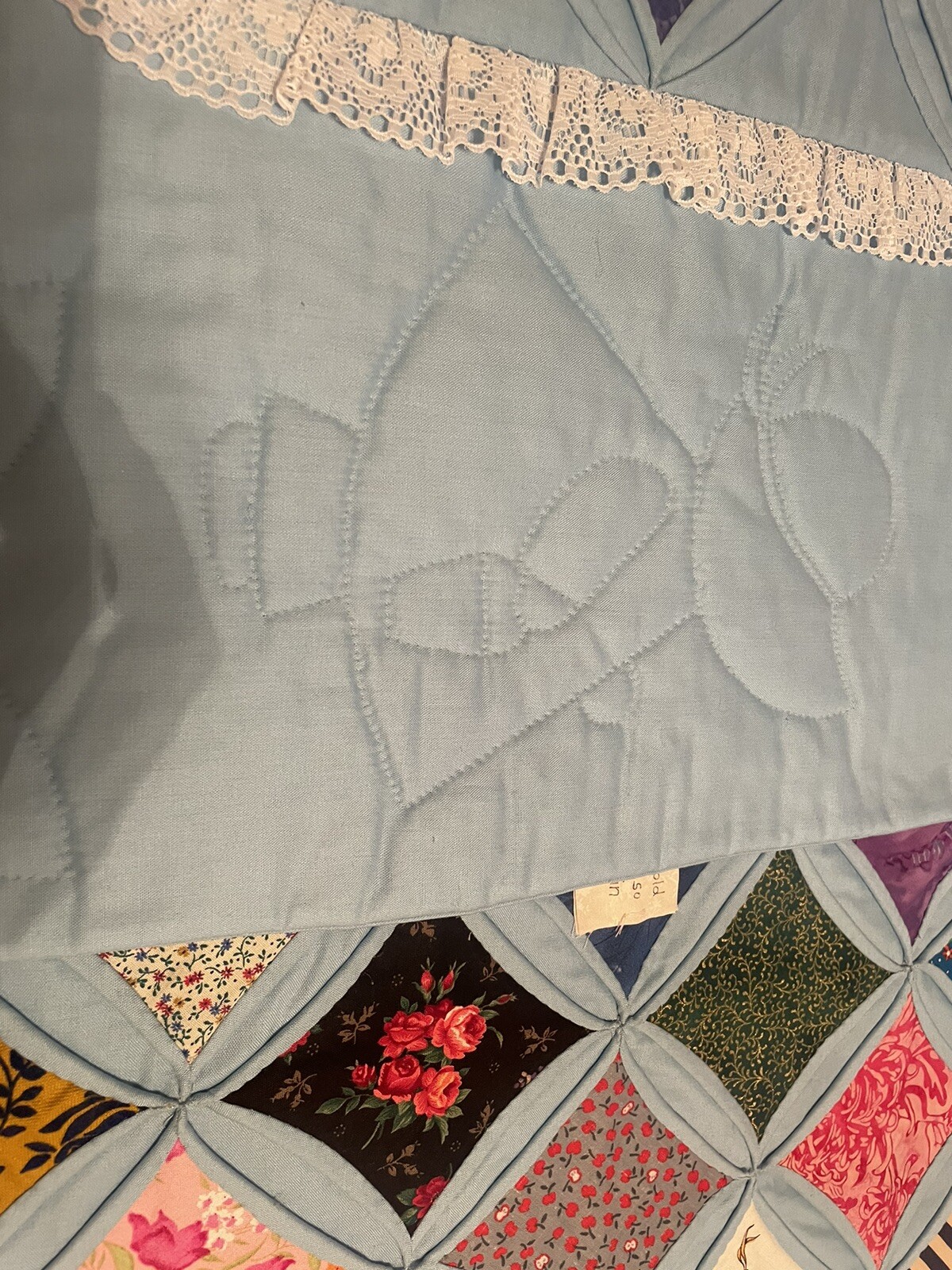 Cathedral Window Quilt w/ Shams Hand Stitched One Of A Kind Rare Piece ...