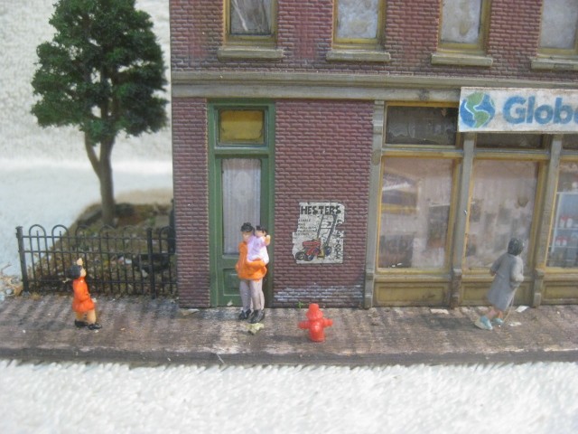 HO scale Two Story Brick corner storefront building Weathered and ...