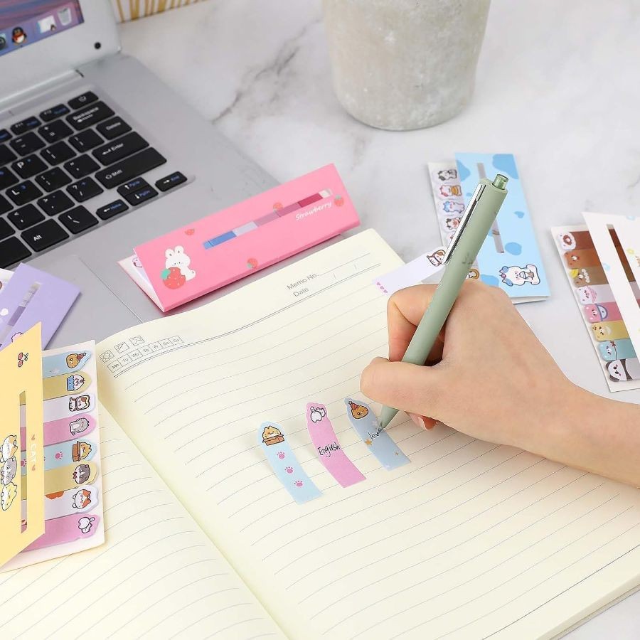 600 Pcs Cute Self-Stick Index Tabs Sticky Note Tabs Cartoon Page Flags ...