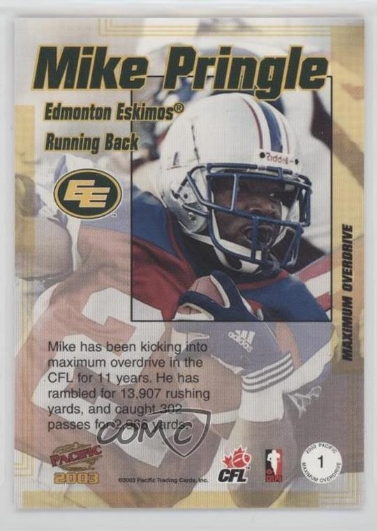 2003 Pacific CFL Maximum Overdrive Mike Pringle #1 1eh5 | eBay