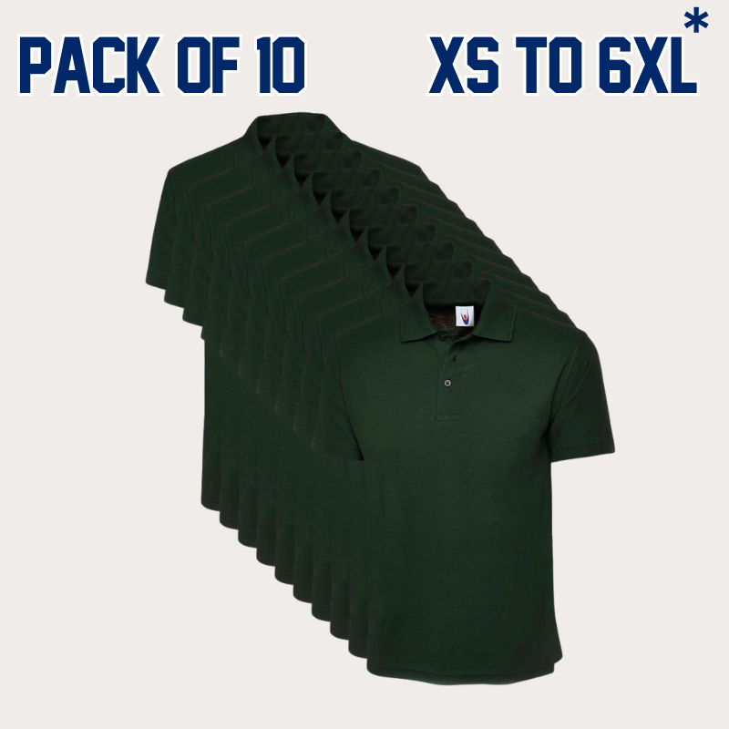 Men's Classic Polo shirts, Uneek UC101 Unisex Polo shirt Lot of 1, 3, 5 ...