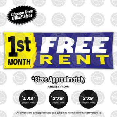 1st Month Free Rent Banner Business Open Sign Space Available Display ...
