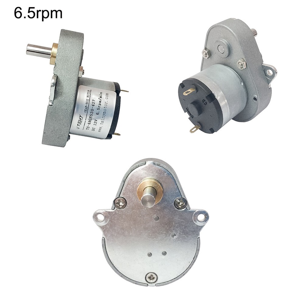DC Worm Gear Motor 12V Slow Speed Electric Motor Turntable Metal 6.5RPM ...