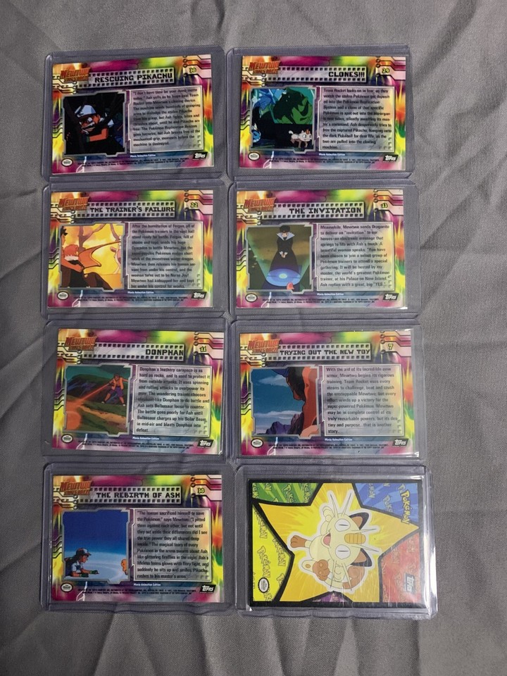 2000 TOPPS POKEMON MEWTWO STRIKES BACK 8 CARD BLACK LABEL LOT (2 FOILS ...
