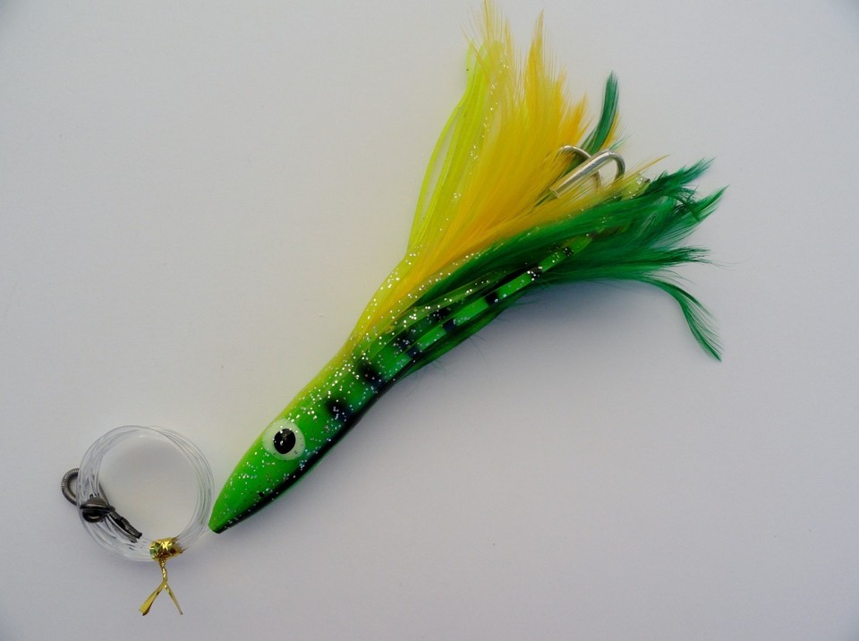 6" Rigged Tuna Clone Feather 3oz Trolling Saltwater Fishing Lures - 4 ...